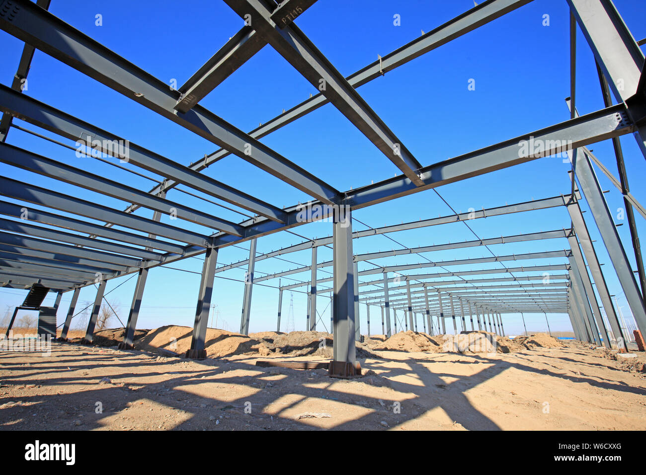 In the construction site, steel structure is under construction Stock ...