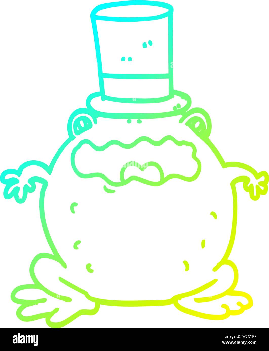 cold gradient line drawing of a cartoon toad wearing top hat Stock ...