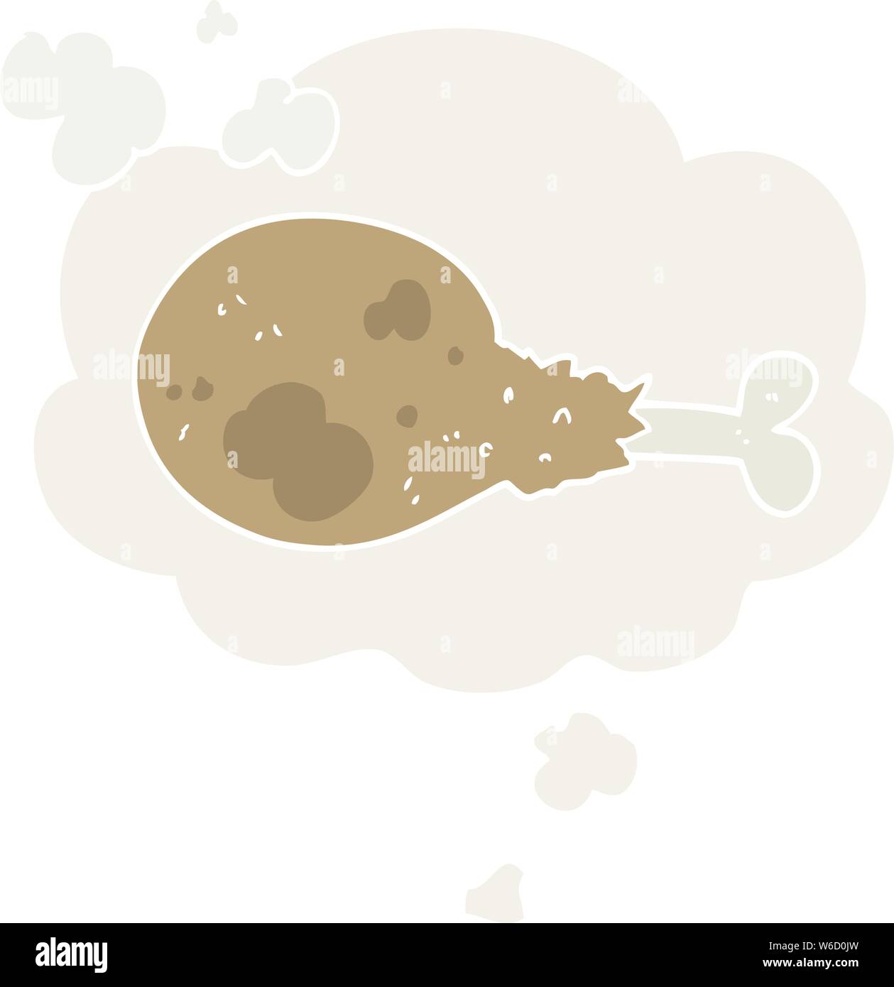 cartoon cooked chicken leg with thought bubble in retro style Stock ...