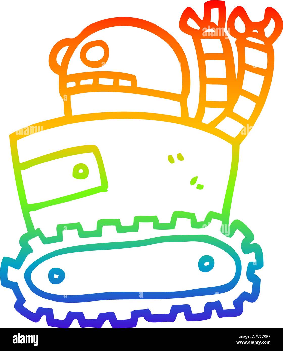 rainbow gradient line drawing of a cartoon robot Stock Vector Image ...