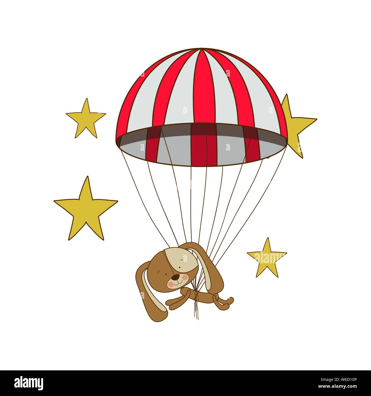 cute puppy with parachute in white background Stock Vector Image & Art ...