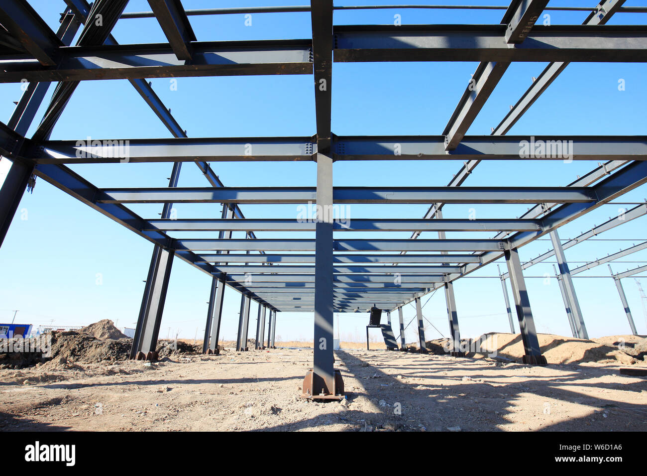In the construction site, steel structure is under construction Stock ...