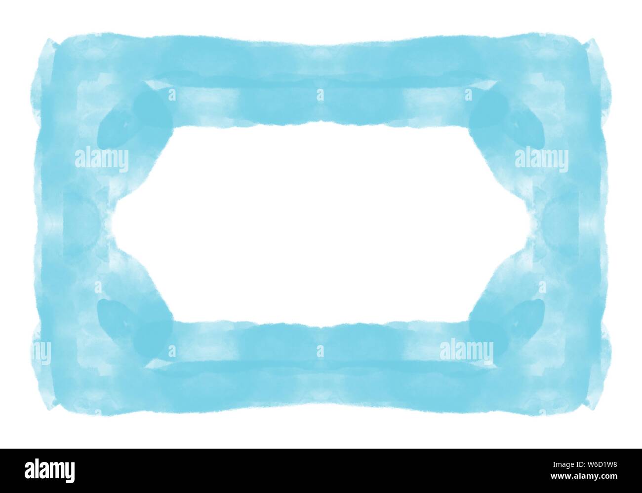 turquoise blue hand drawn squared watercolor bleeding brush stroke ...