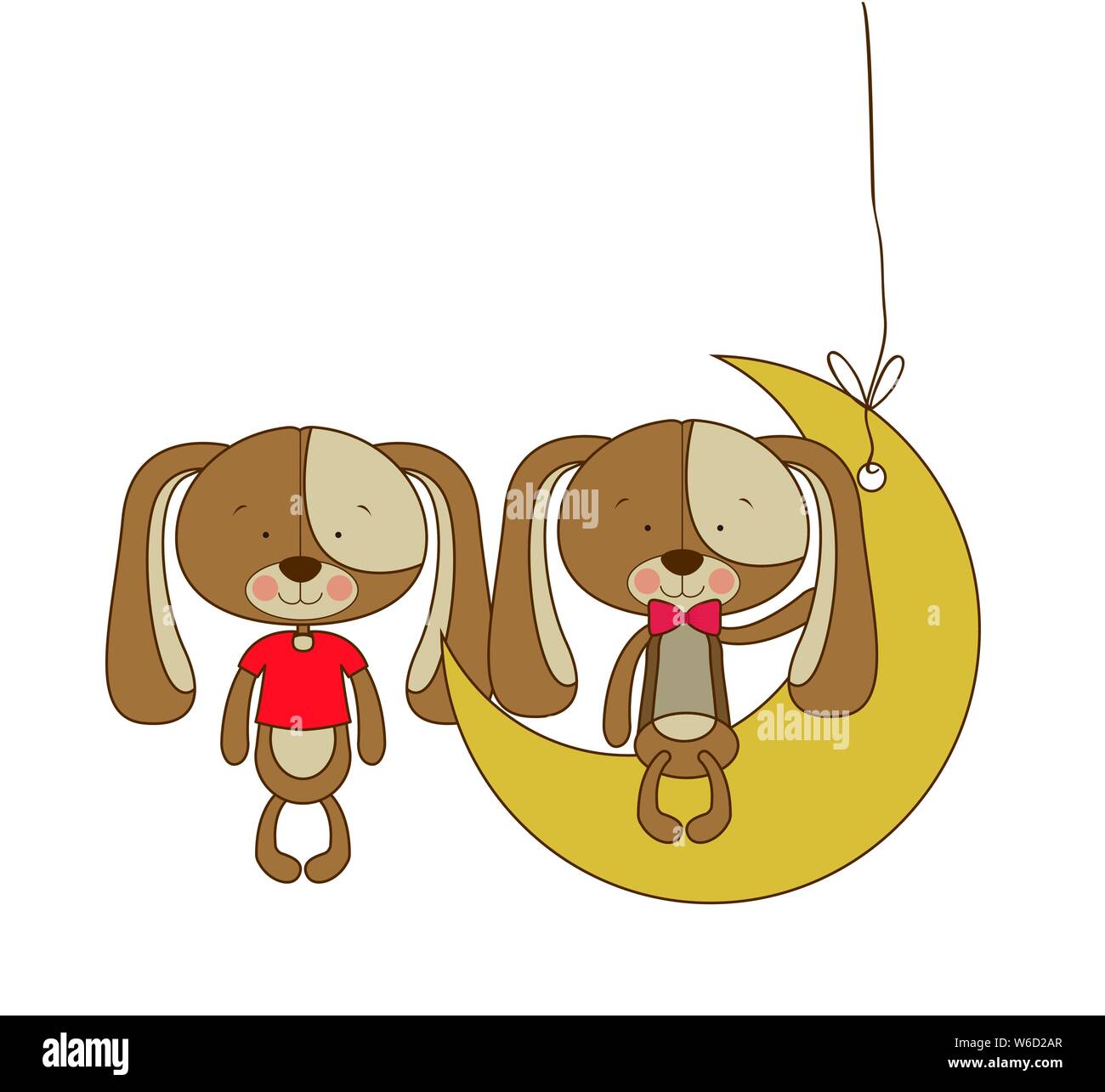 cute puppies sitting on the moon Stock Vector Image & Art - Alamy