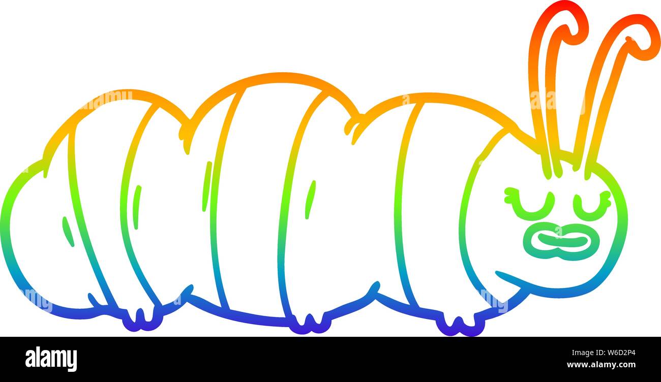 rainbow gradient line drawing of a funny cartoon bug Stock Vector Image ...