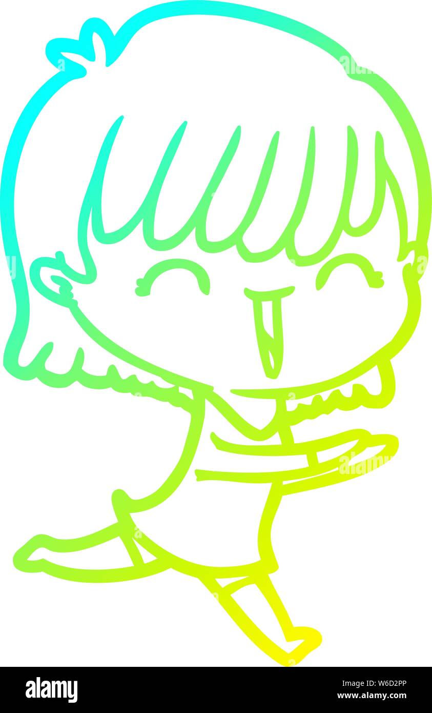 cold gradient line drawing of a cartoon woman Stock Vector Image & Art ...