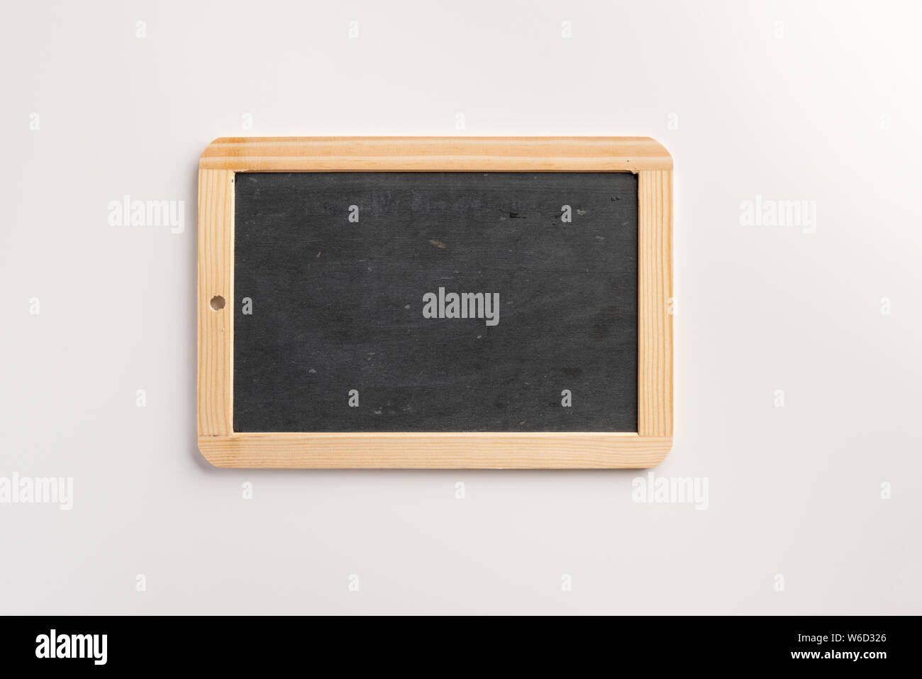 Empty chalkboard isolated on white background. Flat lay Stock Photo - Alamy