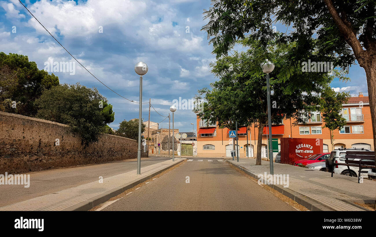 Reus and Cambrills,Catalunya,Spain, streets day and night,buildings and ...