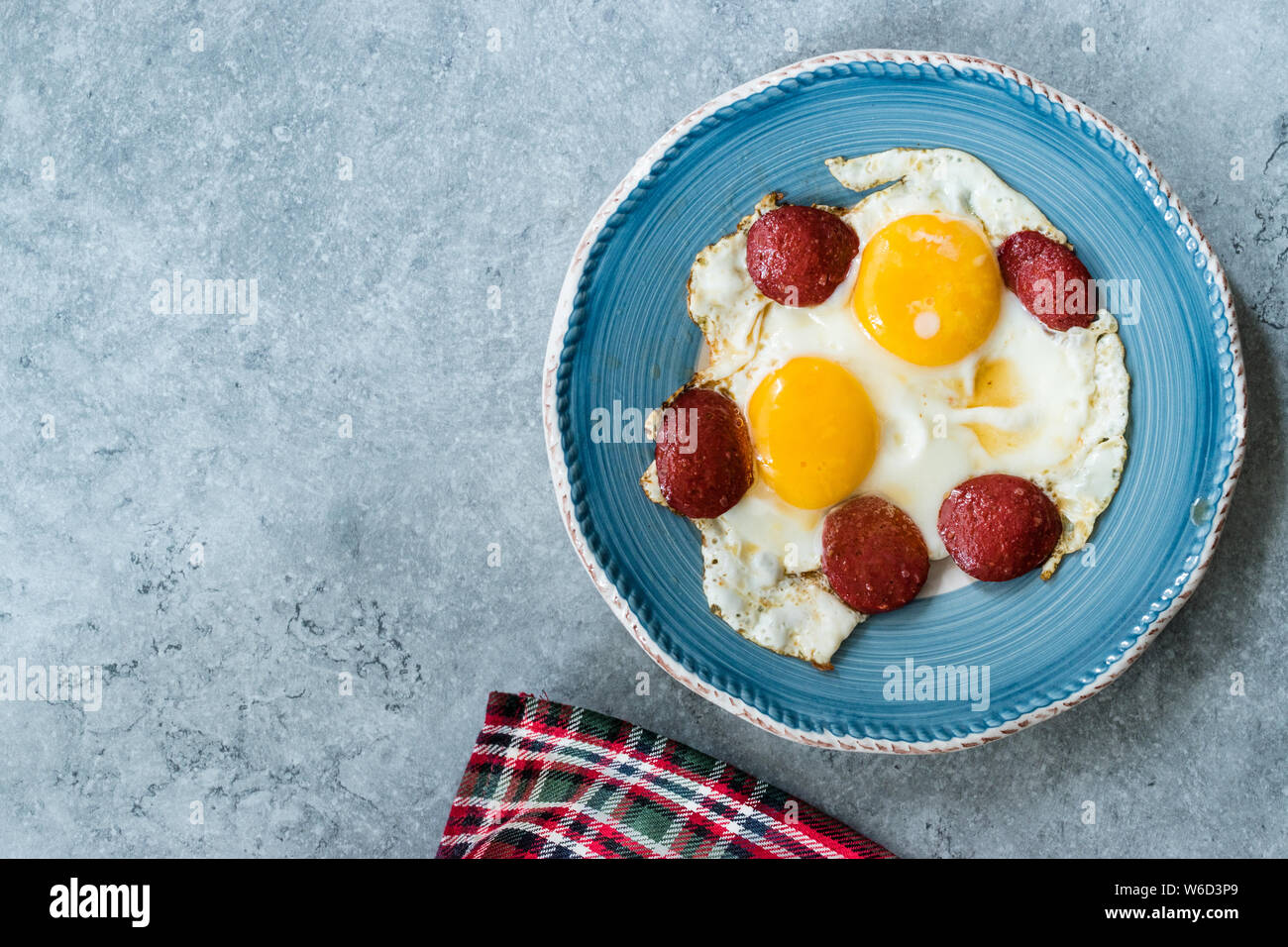 Turkish Breakfast Sucuk with Fried Eggs / Salami or Sujuk. Traditional ...