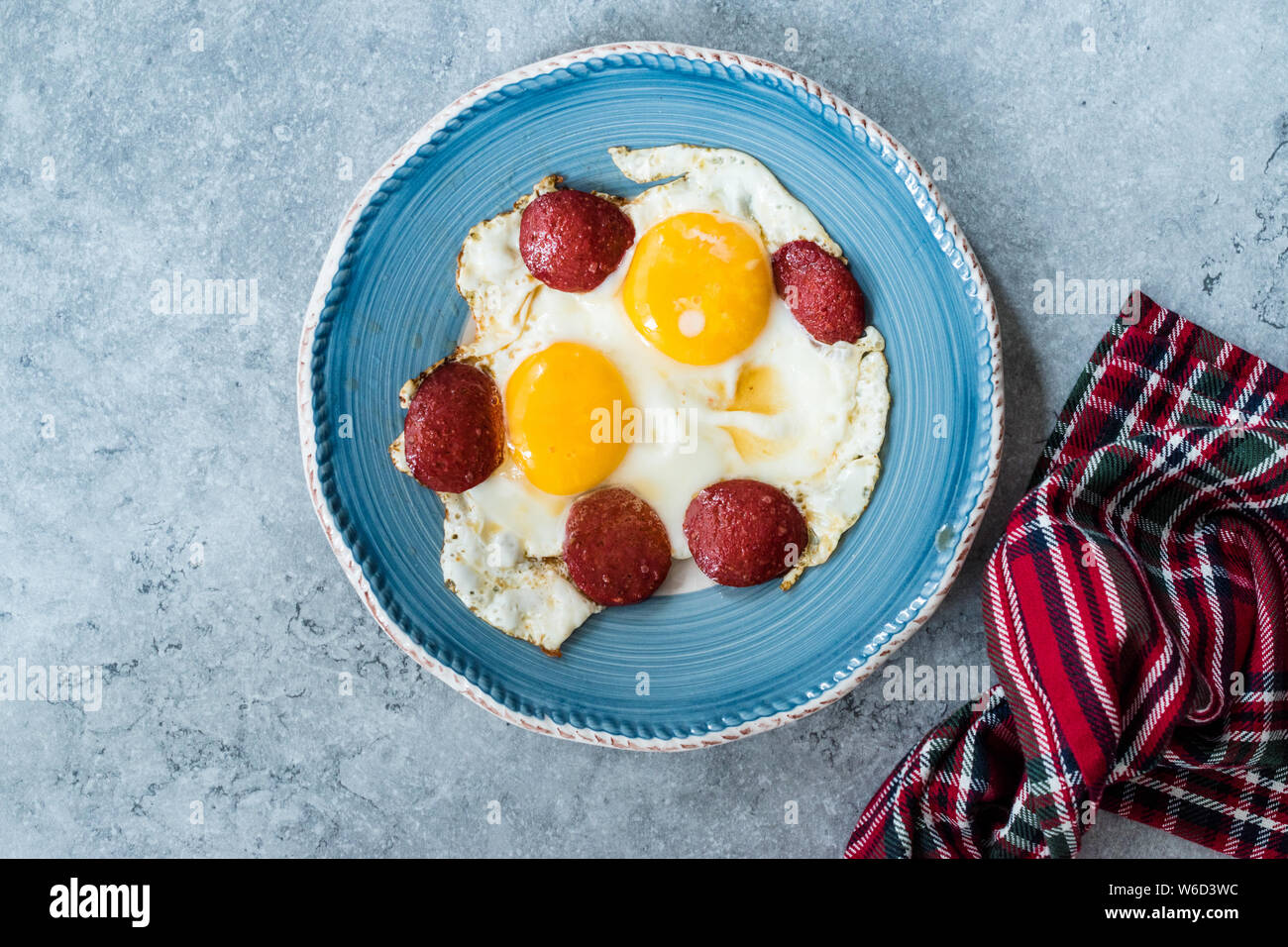 Turkish Breakfast Sucuk with Fried Eggs / Salami or Sujuk. Traditional ...