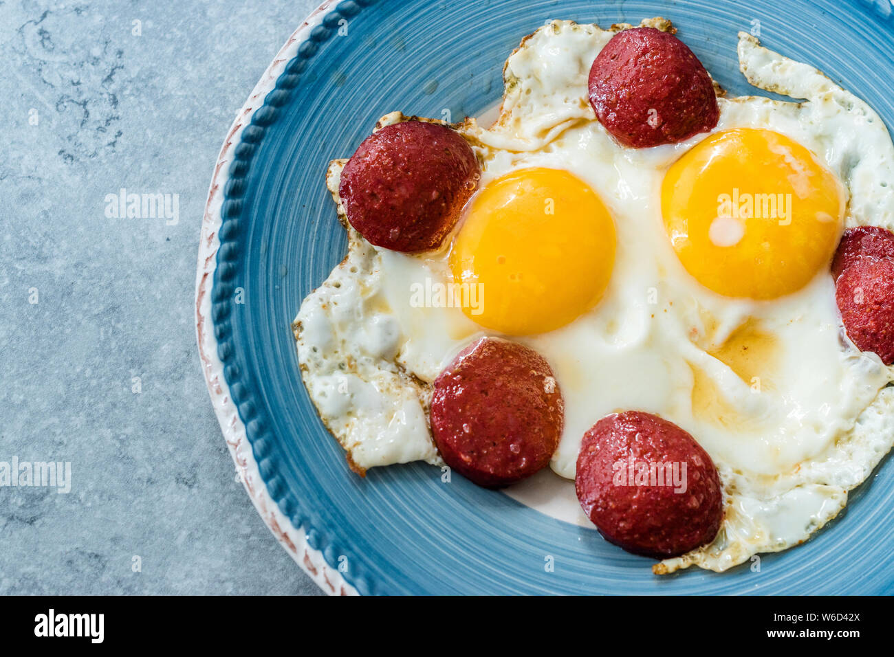 Turkish Breakfast Sucuk with Fried Eggs / Salami or Sujuk. Traditional ...