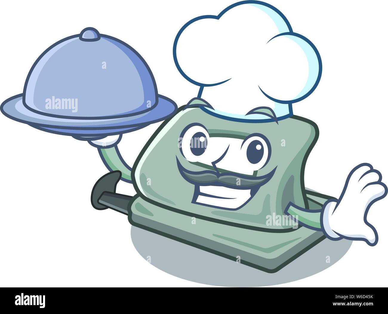 Chef with food hole puncher placed in cartoon drawer vector ...