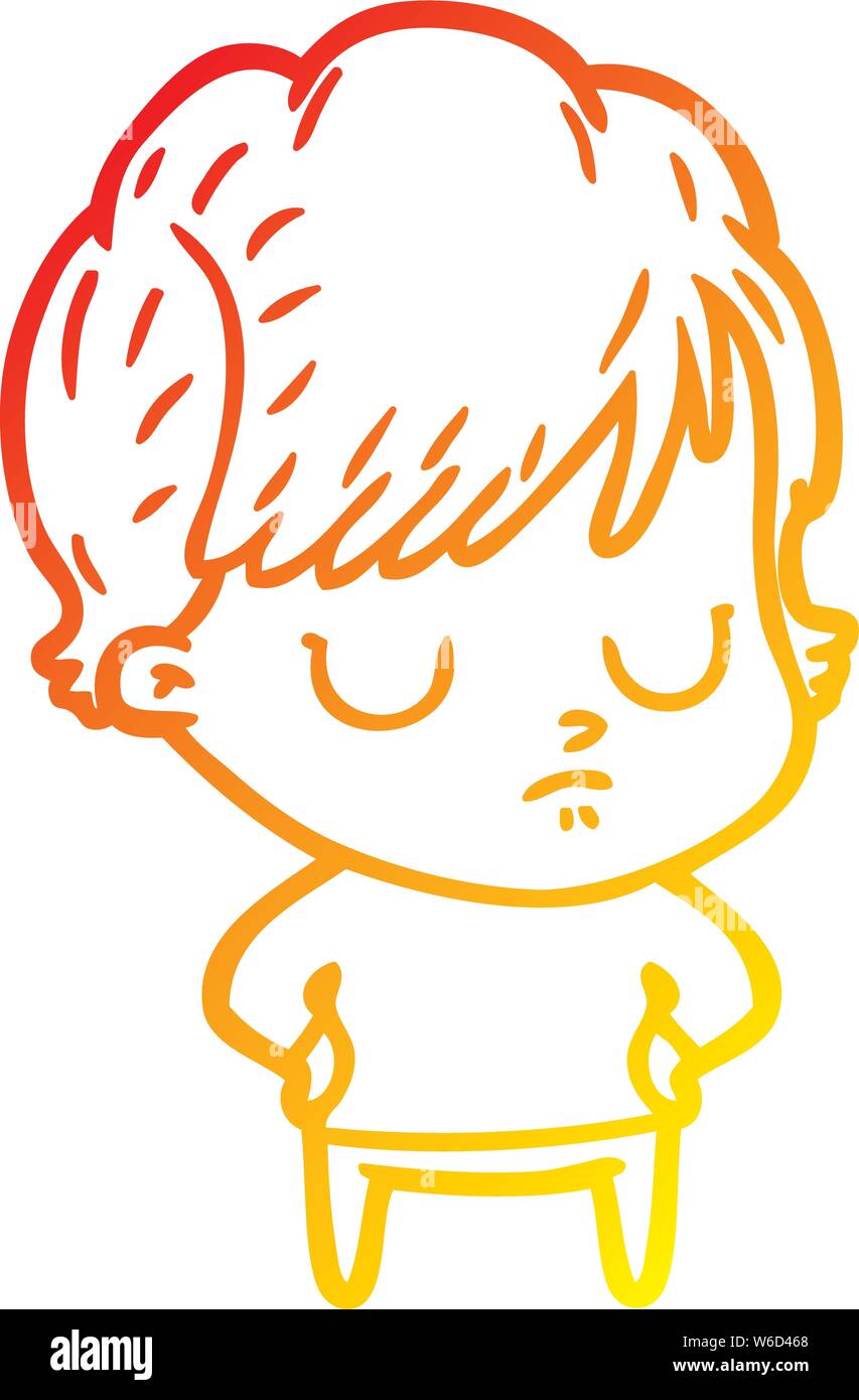 warm gradient line drawing of a cartoon woman Stock Vector Image & Art ...