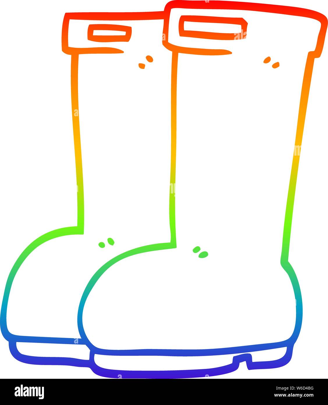 rainbow gradient line drawing of a cartoon red wellies Stock Vector ...