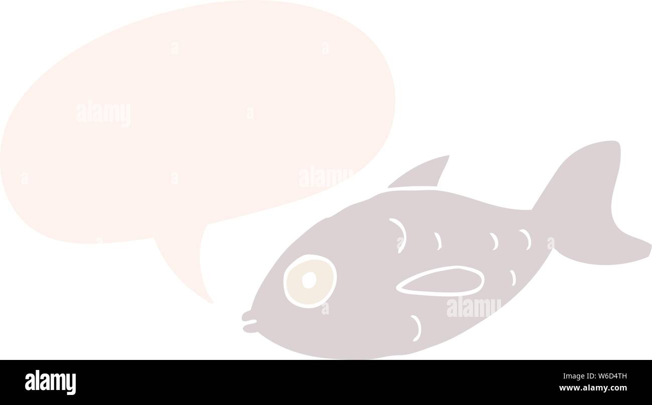 cartoon fish with speech bubble in retro style Stock Vector Image & Art ...