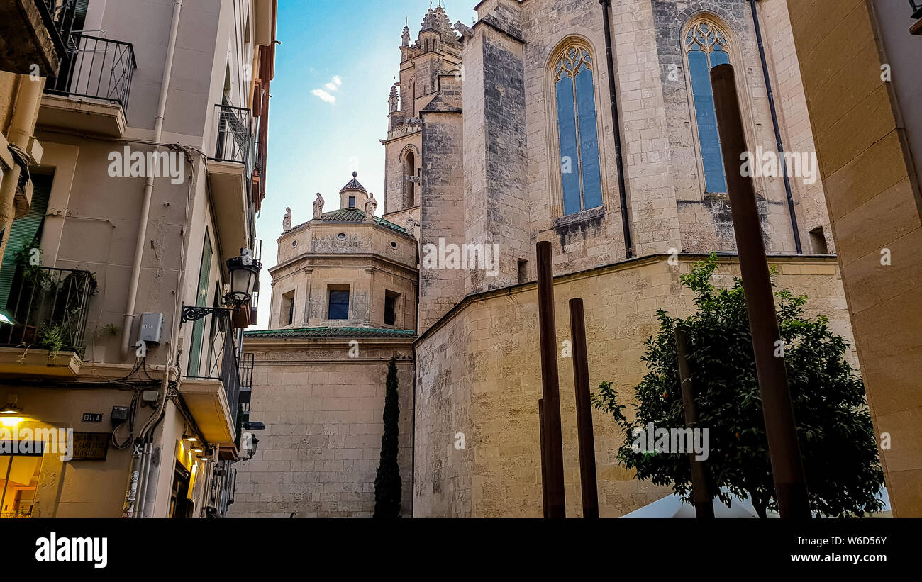 Reus and Cambrills,Catalunya,Spain, streets day and night,buildings and ...