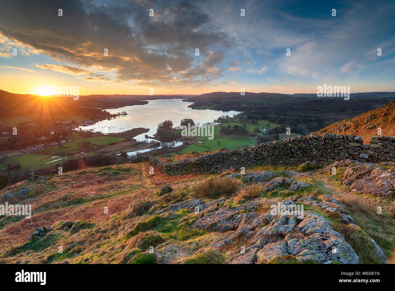 Sunrise over Windermere in the Lake District National Park from ...