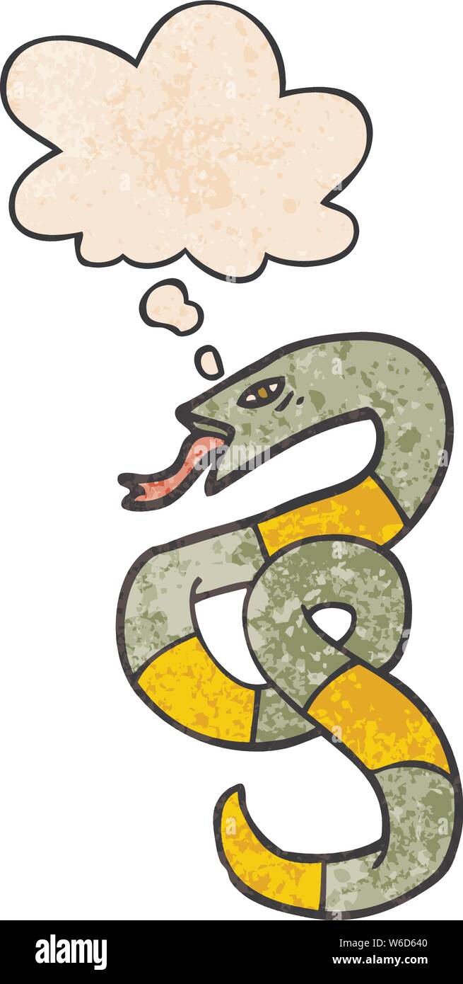 cartoon snake with thought bubble in grunge texture style Stock Vector ...