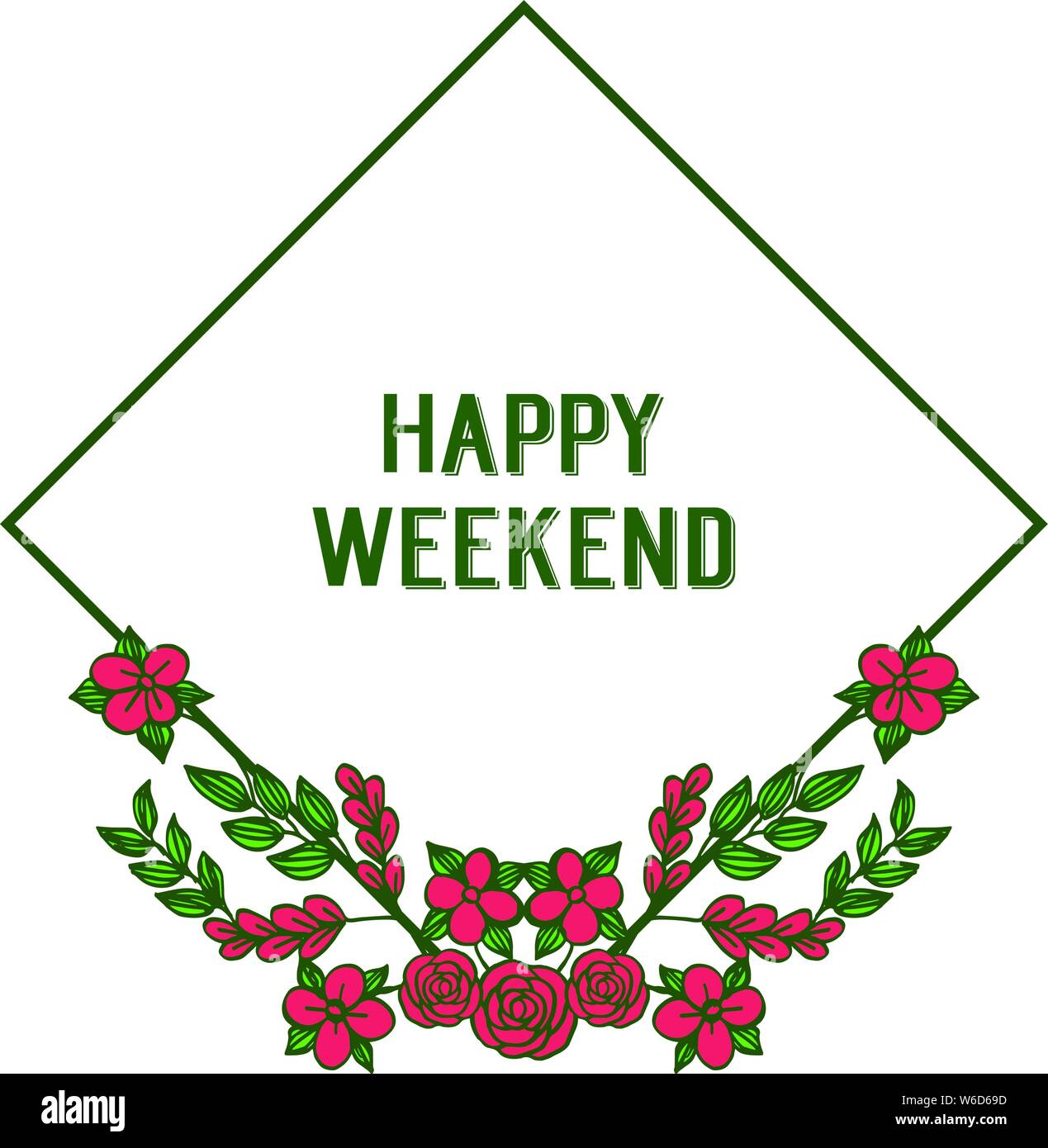 Various design of invitation card, happy weekend, with style red flower ...