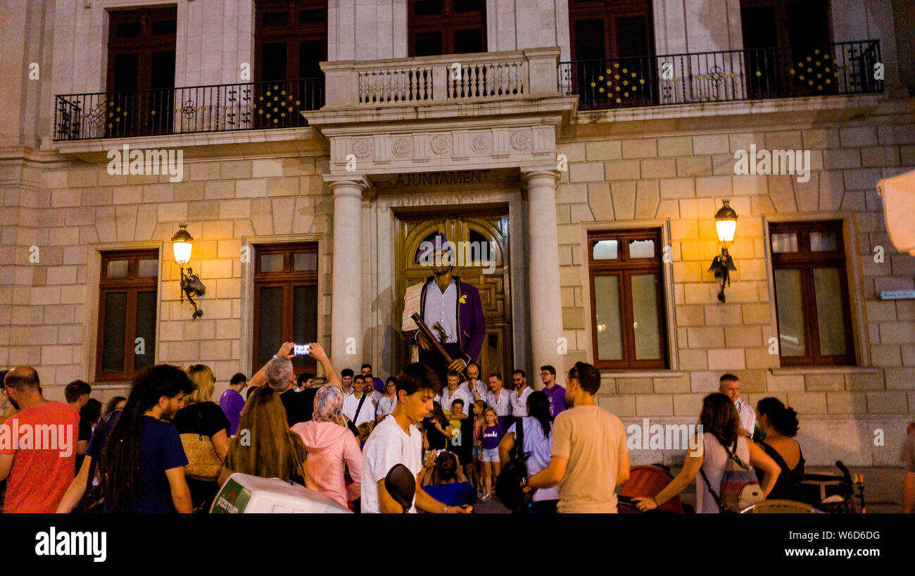 Reus and Cambrills,Catalunya,Spain, streets day and night,buildings and ...
