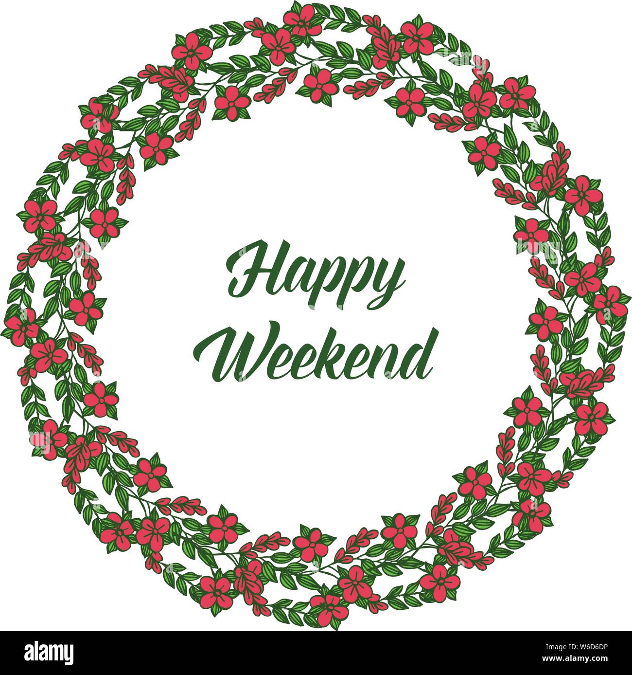 Various crowd of red wreath frame, for calligraphic of happy weekend ...