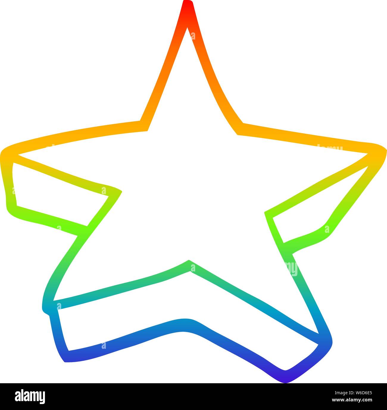 rainbow gradient line drawing of a cartoon star Stock Vector Image ...