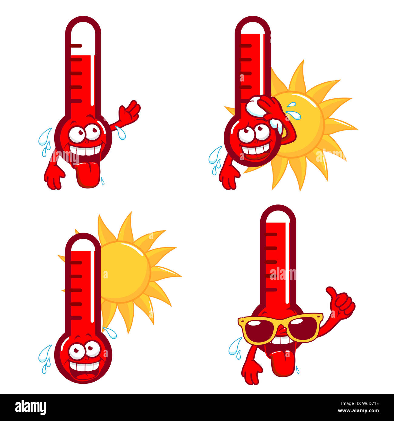 Cartoon red hot thermometer characters. Cartoon funny thermometers ...