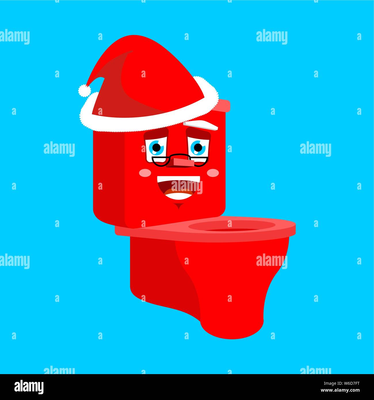 Santa red toilet pan. Christmas and New Year vector illustration Stock ...