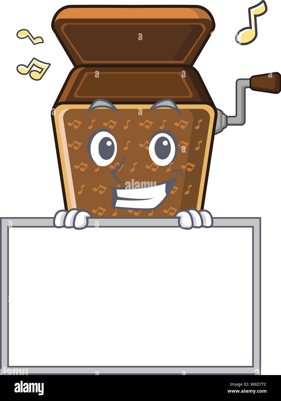 Grinning with board music box in cartoon glass cabinet Stock Vector ...