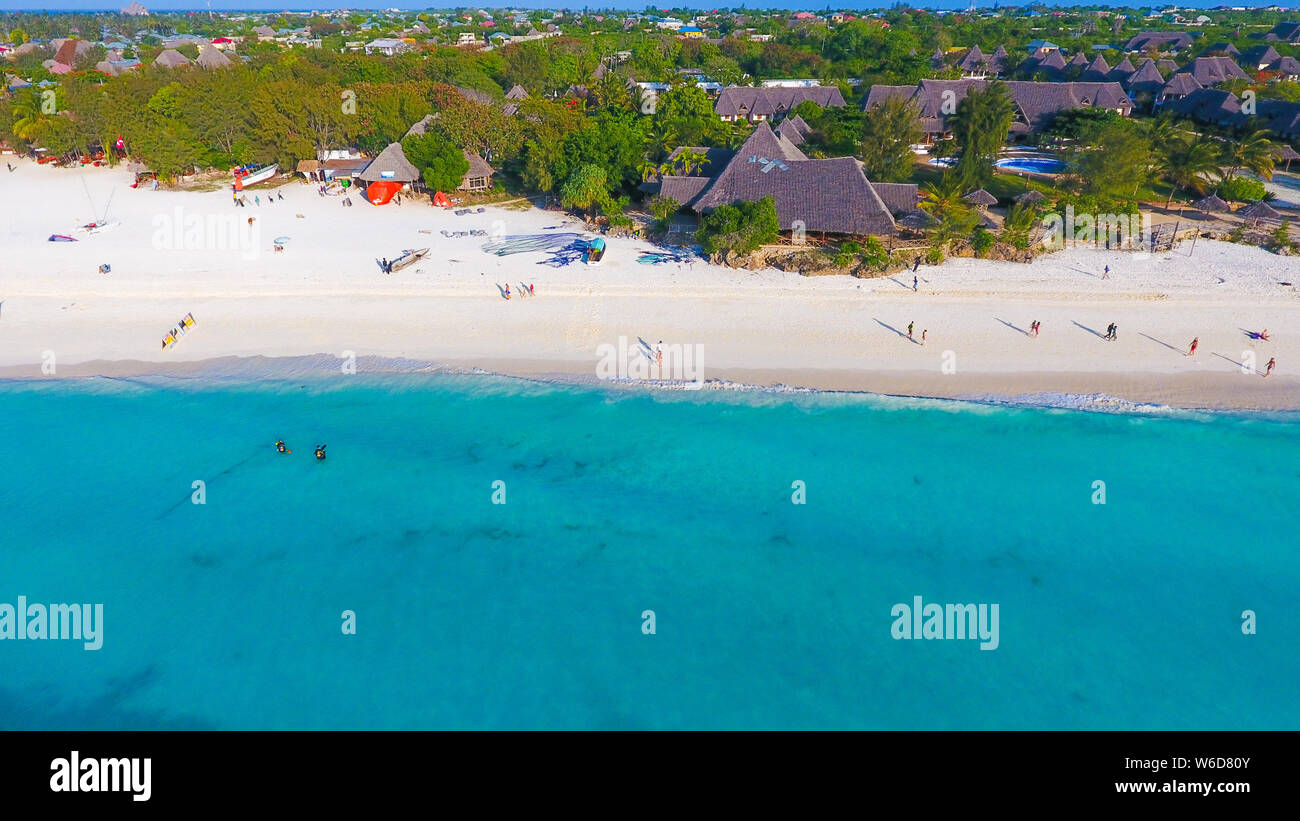 Travel vacation background Paradise tropical beach Zanzibar island ...