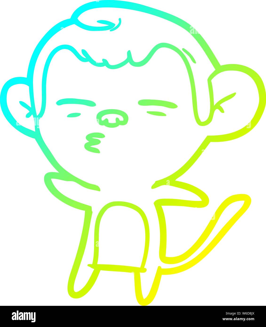 cold gradient line drawing of a cartoon suspicious monkey Stock Vector ...