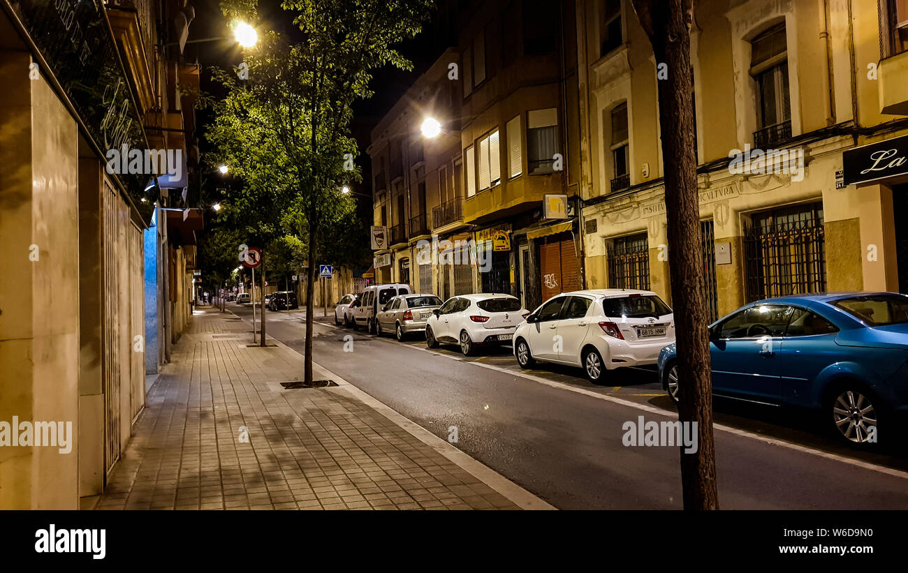Reus and Cambrills,Catalunya,Spain, streets day and night,buildings and ...