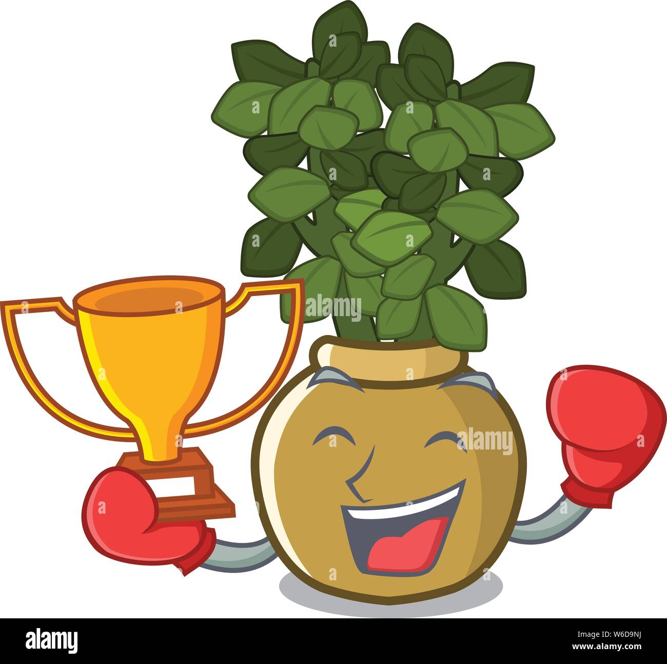 Boxing winner jade plant grows in cartoon stem Stock Vector Image & Art ...