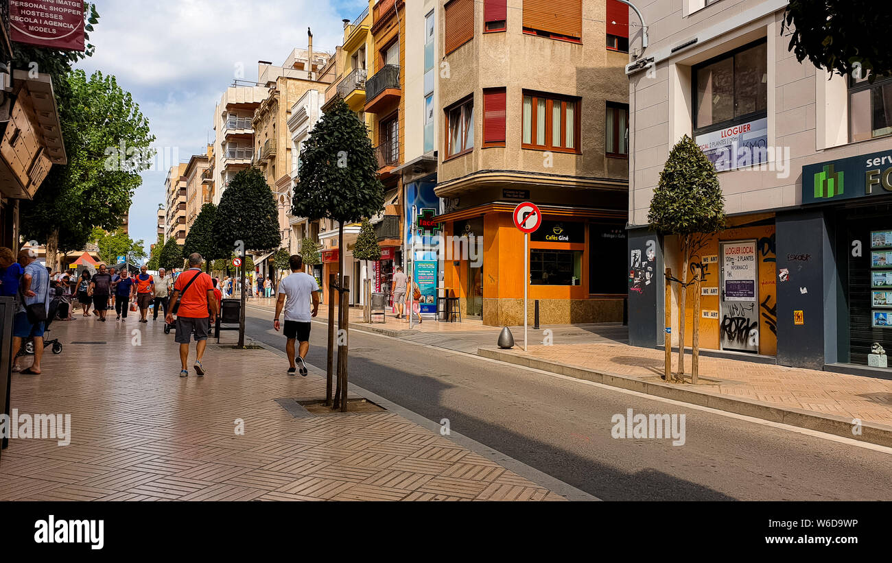 Reus and Cambrills,Catalunya,Spain, streets day and night,buildings and ...