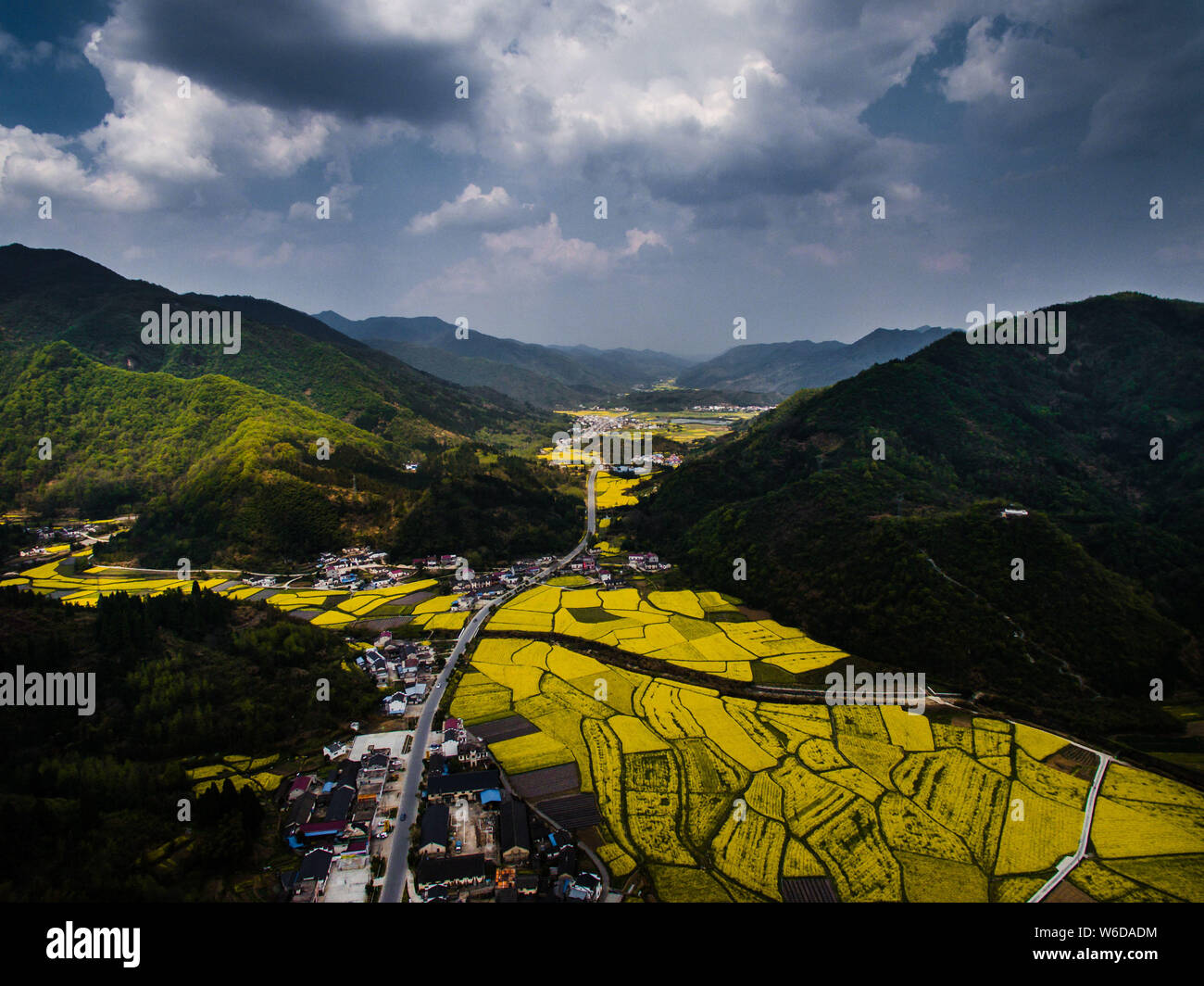 An aerial view of old houses in the ancient village of Gaoluting ...