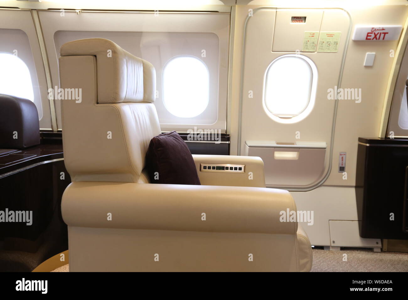 Interior view of the cabin of an Airbus ACJ318 operated by Abu Dhabi's ...