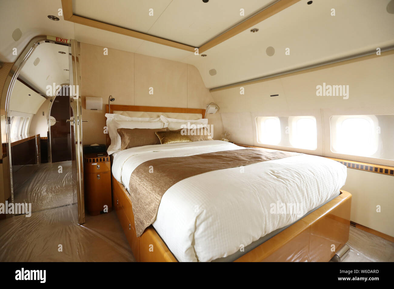 Interior view of the cabin of a 737-700 jet airliner of BBJ (Boeing ...