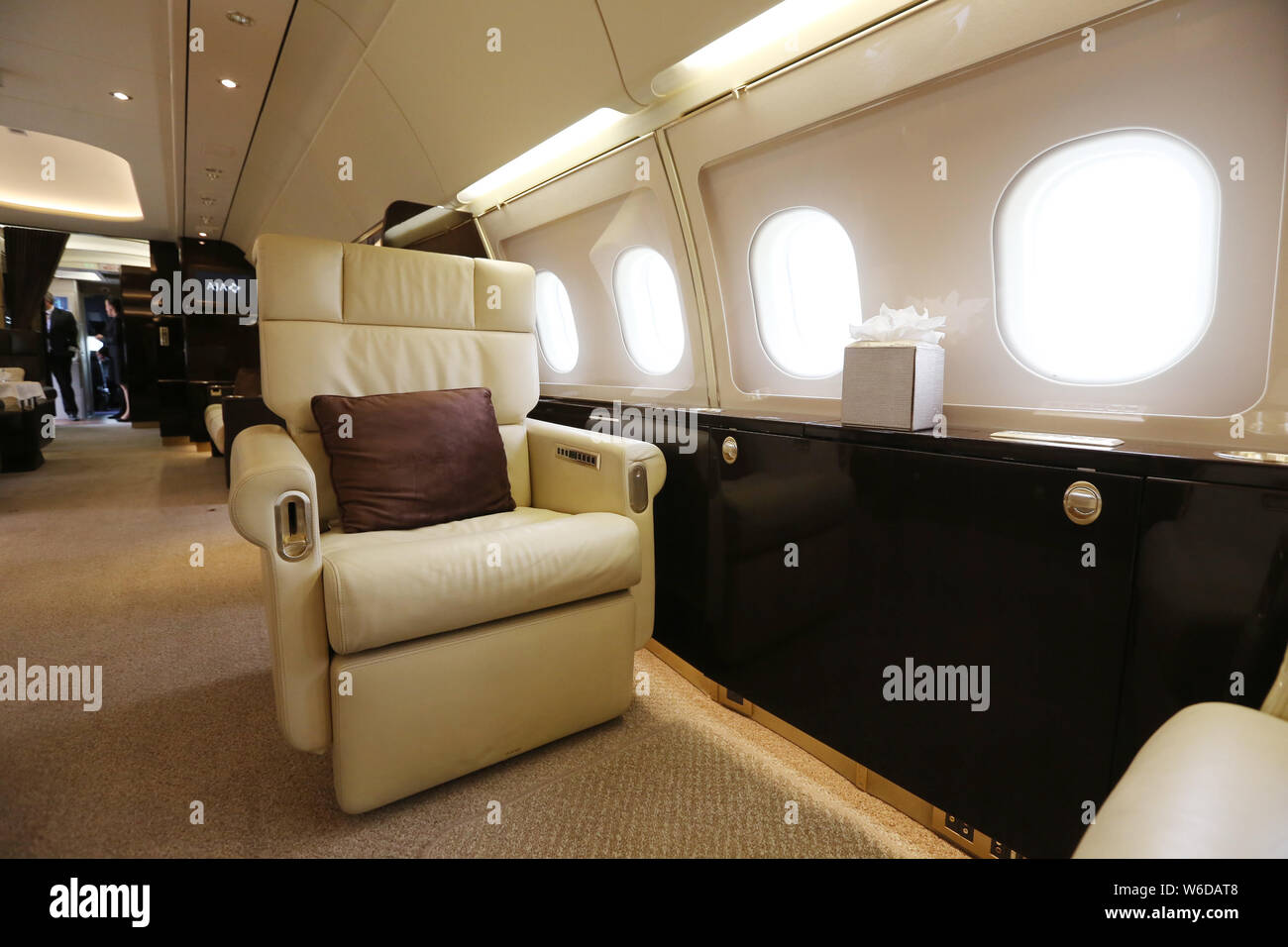 Interior view of the cabin of an Airbus ACJ318 operated by Abu Dhabi's ...