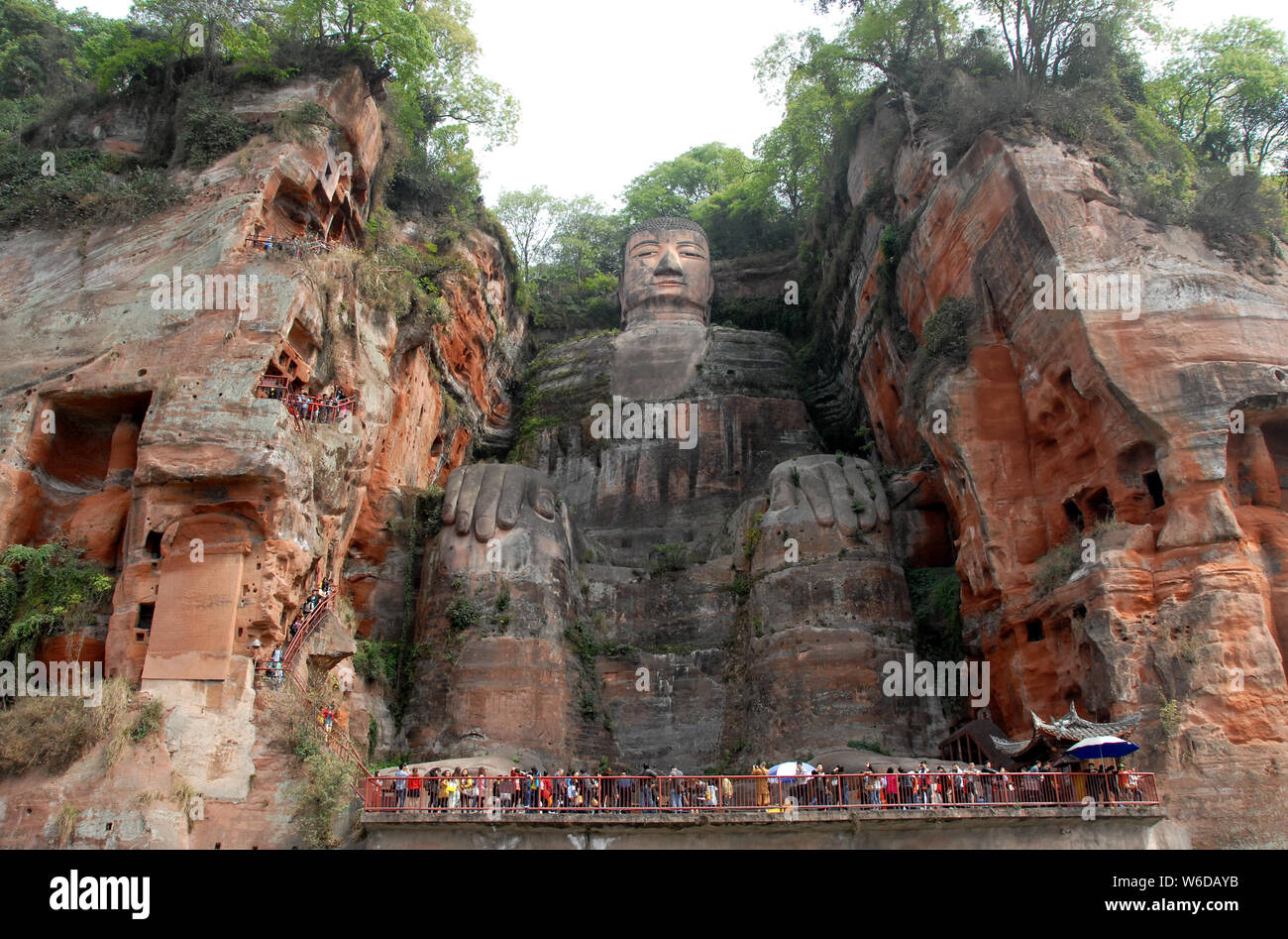 The Leshan Giant Buddha or Leshan Grand Buddha near Chengdu. This is ...
