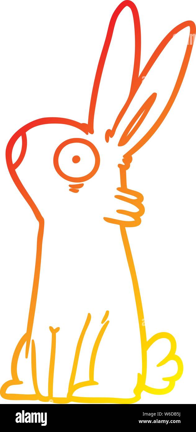 warm gradient line drawing of a cartoon startled rabbit Stock Vector ...