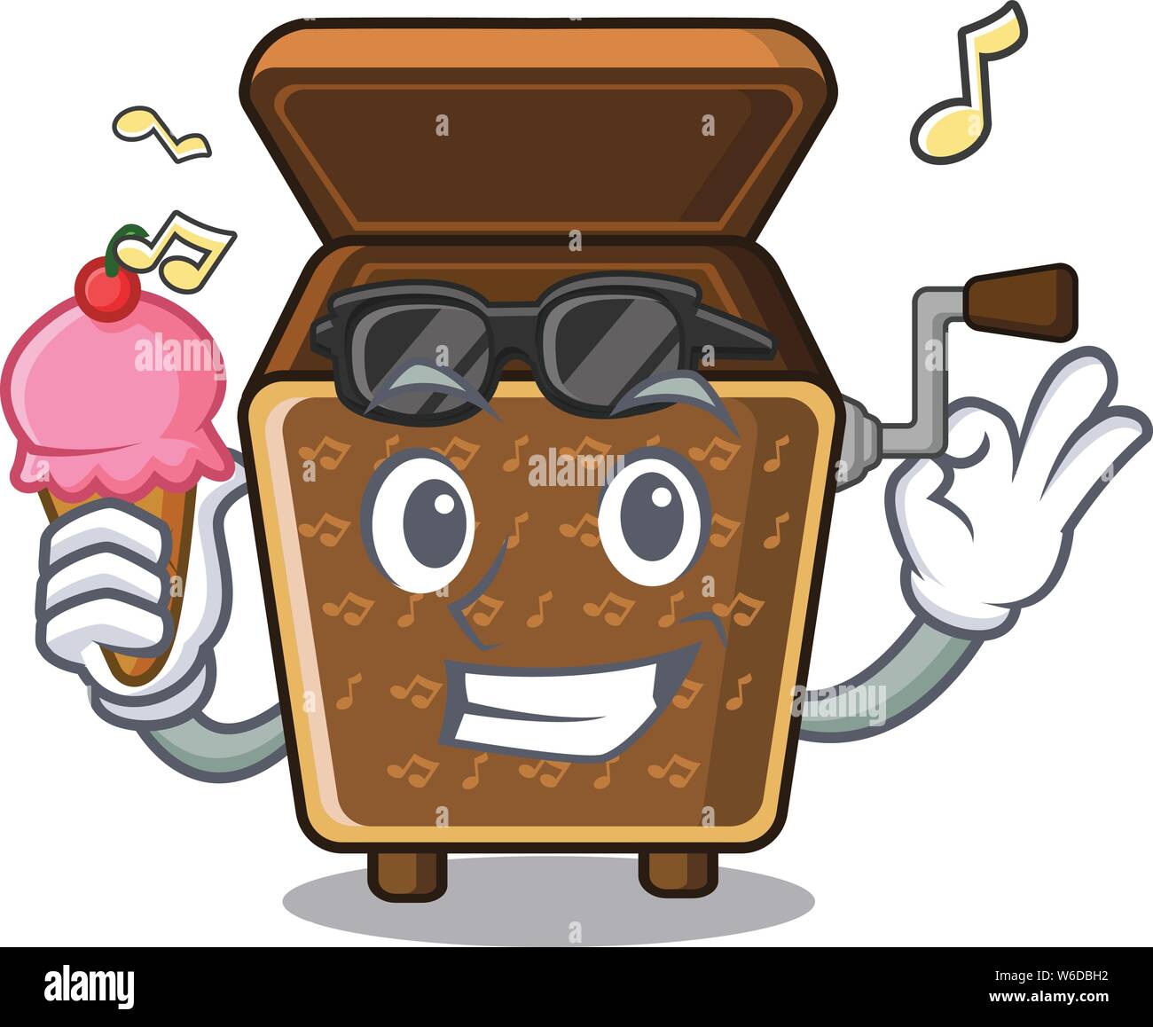 Happy Girls Ice Cream Stock Vector Images - Alamy