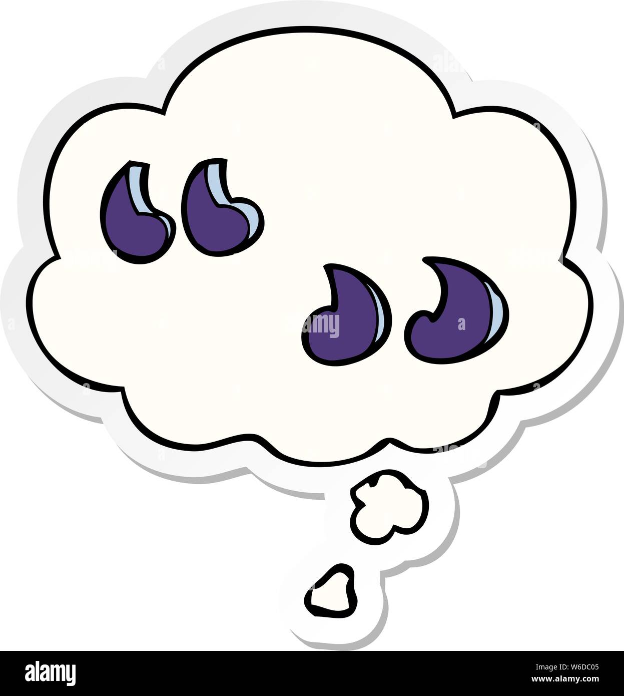 cartoon quotation marks with thought bubble as a printed sticker Stock ...