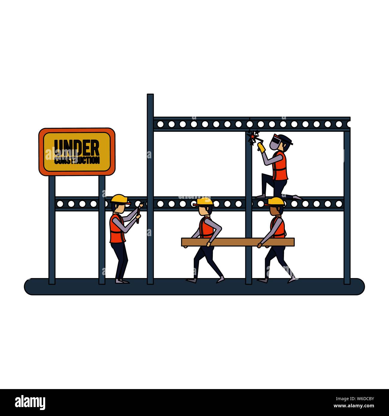 construction architectural engineering work cartoon Stock Vector Image ...