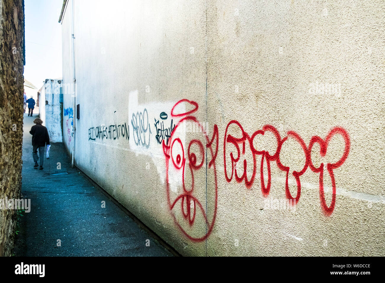 Graffiti sprayed on the side of a building in Truro City Centre in ...