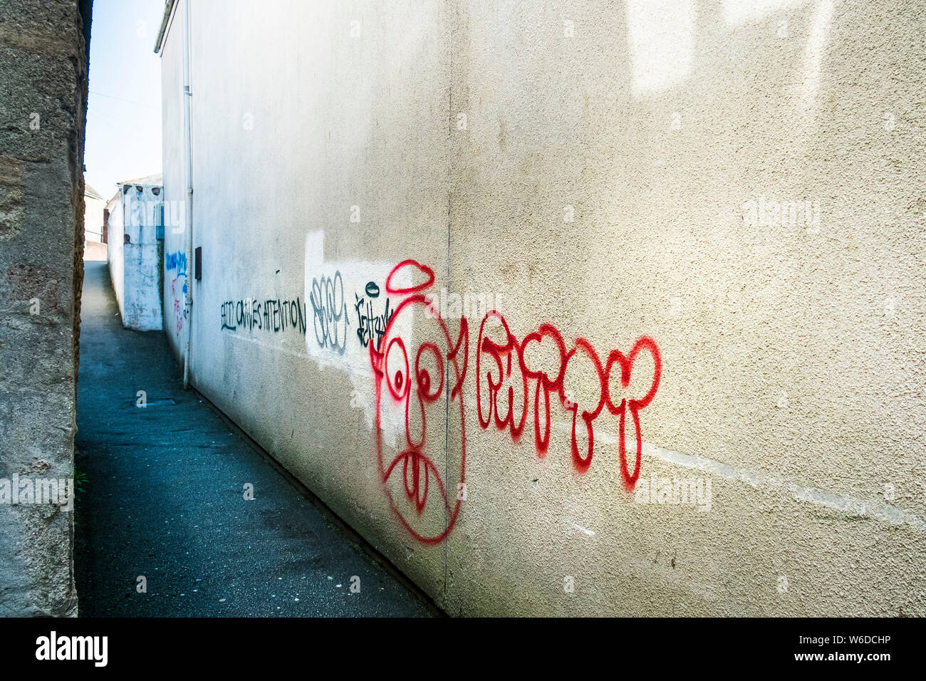 Graffiti sprayed on the side of a building in Truro City Centre in ...