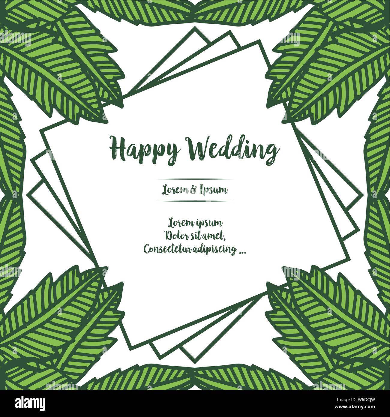 Design floral frame with ornate of various leaf, for invitation card ...