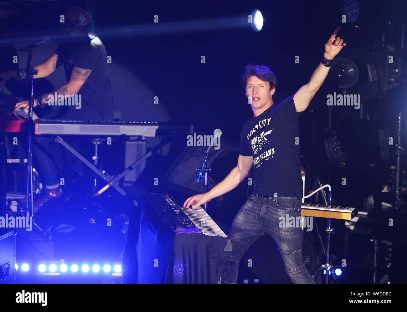 English singer James Blunt performs during his concert in Taipei ...