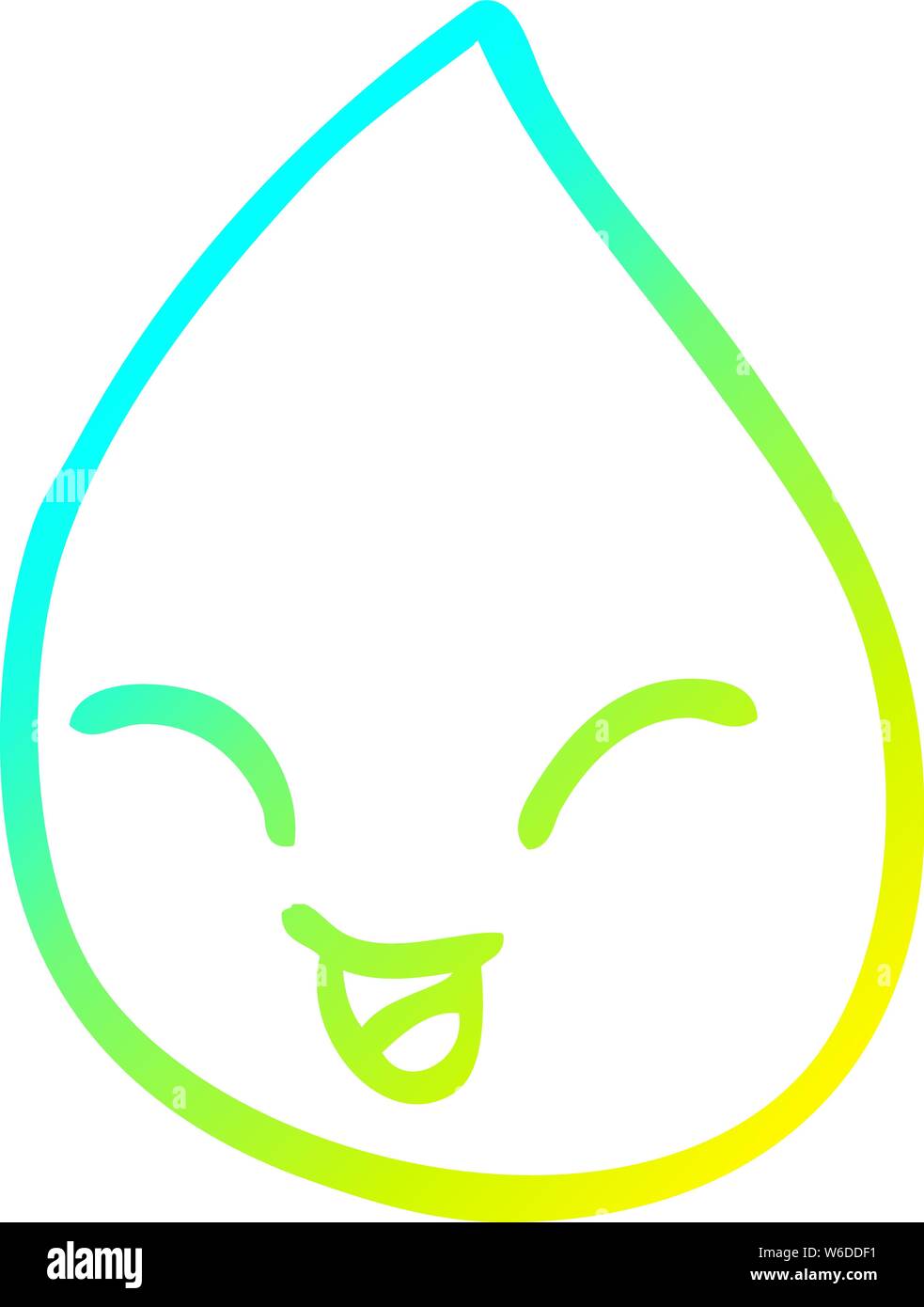 cold gradient line drawing of a cartoon rain drop Stock Vector Image ...