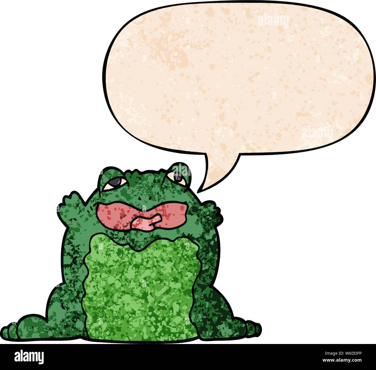 cartoon toad with speech bubble in retro texture style Stock Vector ...