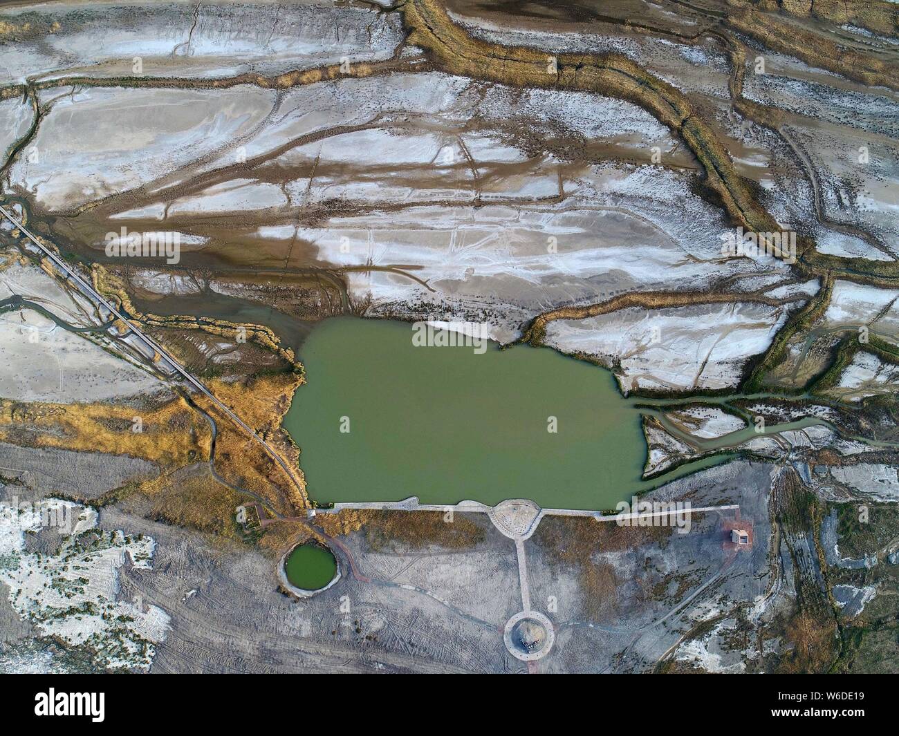 Aerial view of the scenery of China's lowest point, Ayding Lake, in ...